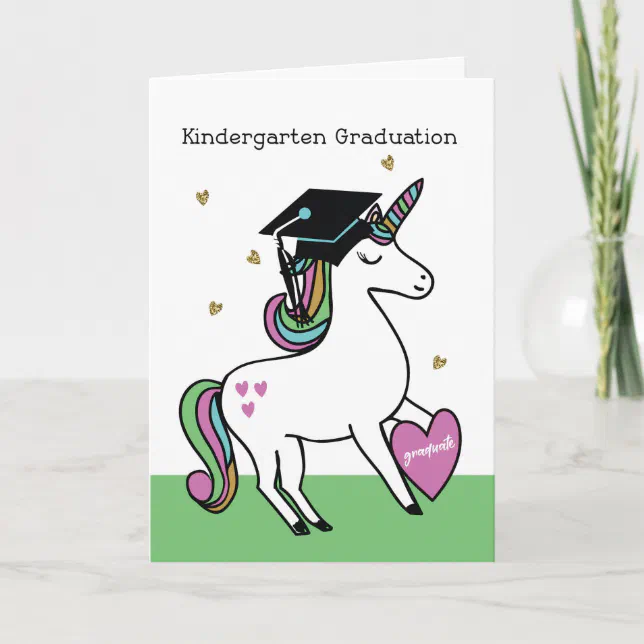 Kindergarten Graduation Congratulations Unicorn Card | Zazzle