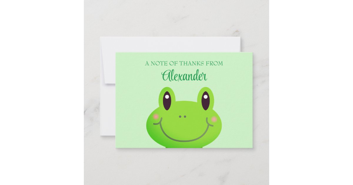Kindergarten Graduation Green Frog Thank You Card | Zazzle