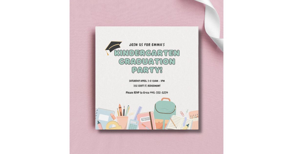 Kindergarten Graduation Party Invitation Template | Zazzle