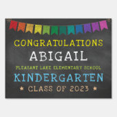 Kindergarten Graduation Rainbow Bunting Chalkboard Sign | Zazzle