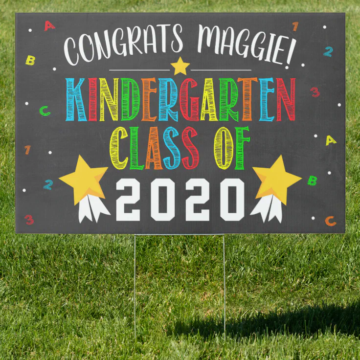 Kindergarten Graduation Sign Primary Colors | Zazzle