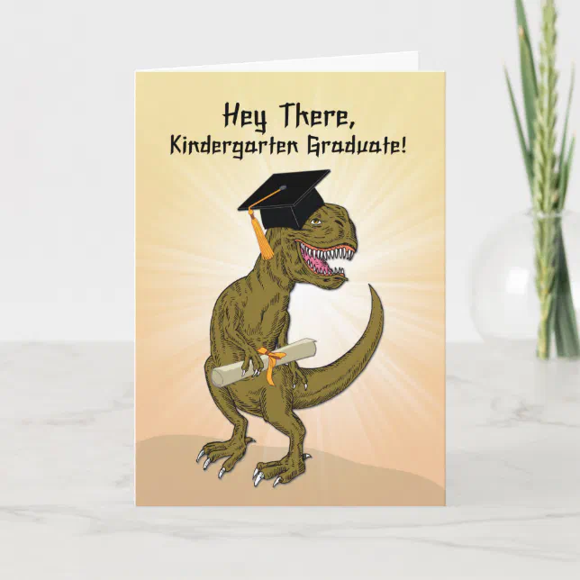 Kindergarten Graduation T-Rex Dinosaur Card | Zazzle