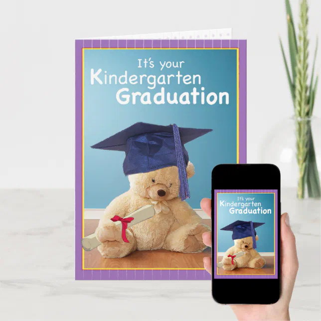 Kindergarten Graduation Teddy Card | Zazzle