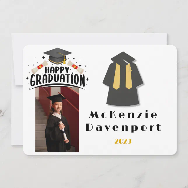 Kindergarten Happy Graduation Add Photo Invitation | Zazzle
