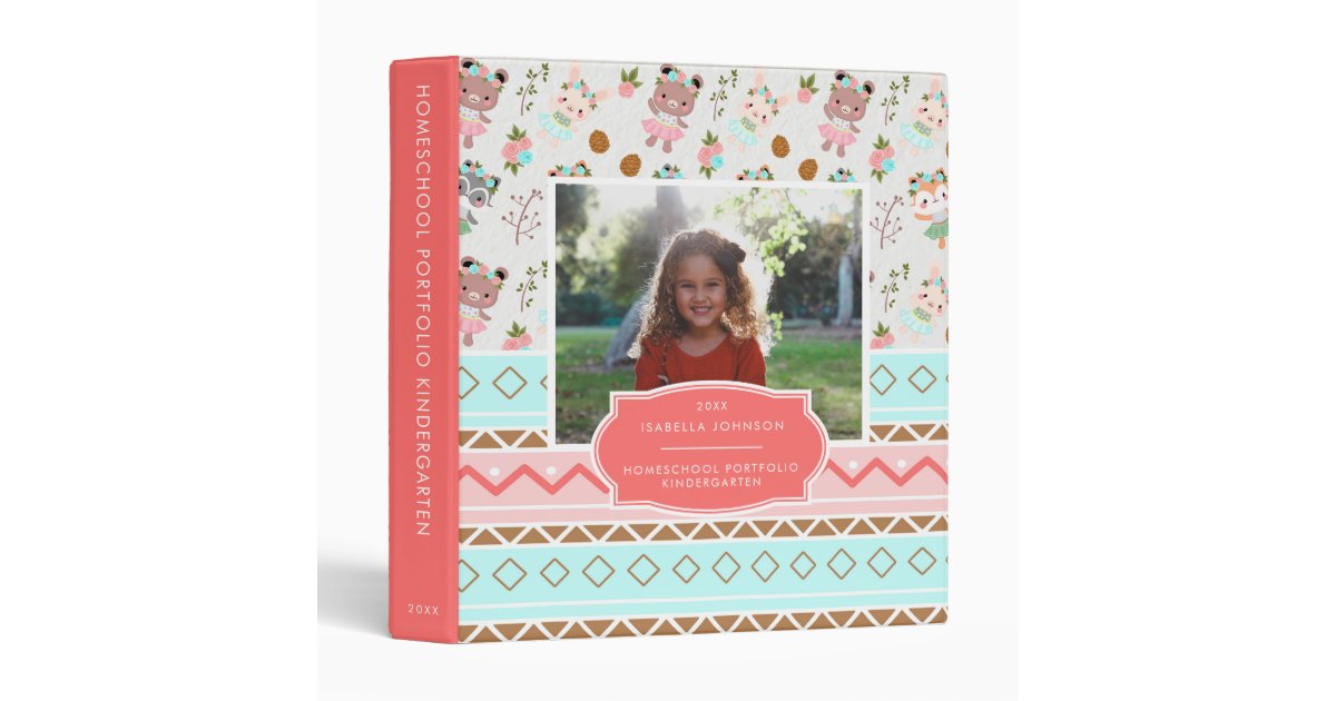 Kindergarten | Photo | Homeschool Portfolio Binder | Zazzle