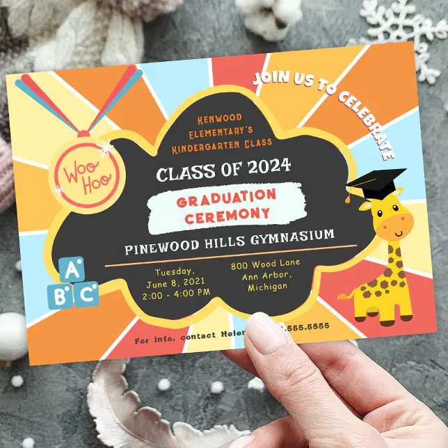 Kindergarten Preschool Graduation Ceremony Invitation | Zazzle