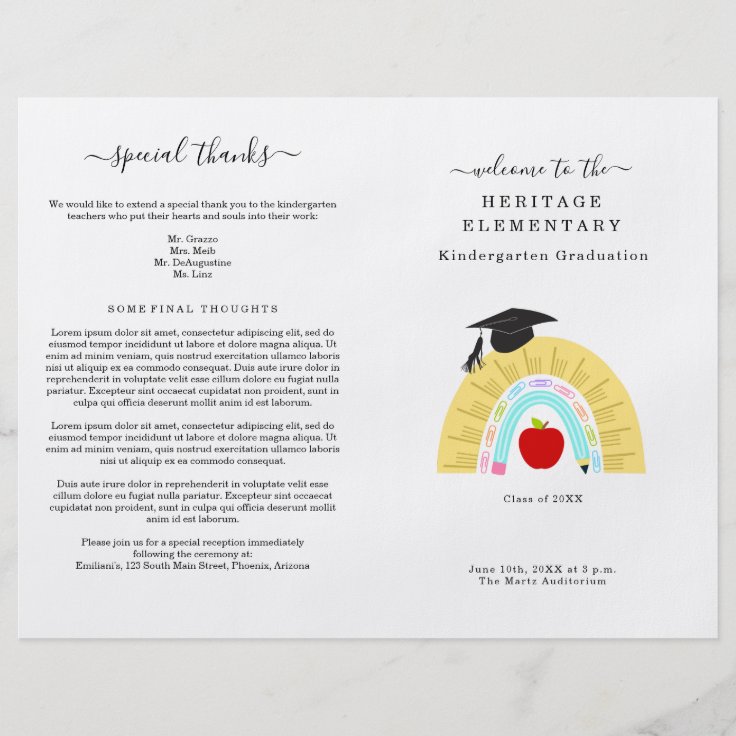 Kindergarten Preschool Graduation Program (3 col.) Flyer | Zazzle