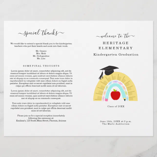 Kindergarten Preschool Graduation Program (3 col.) Flyer | Zazzle