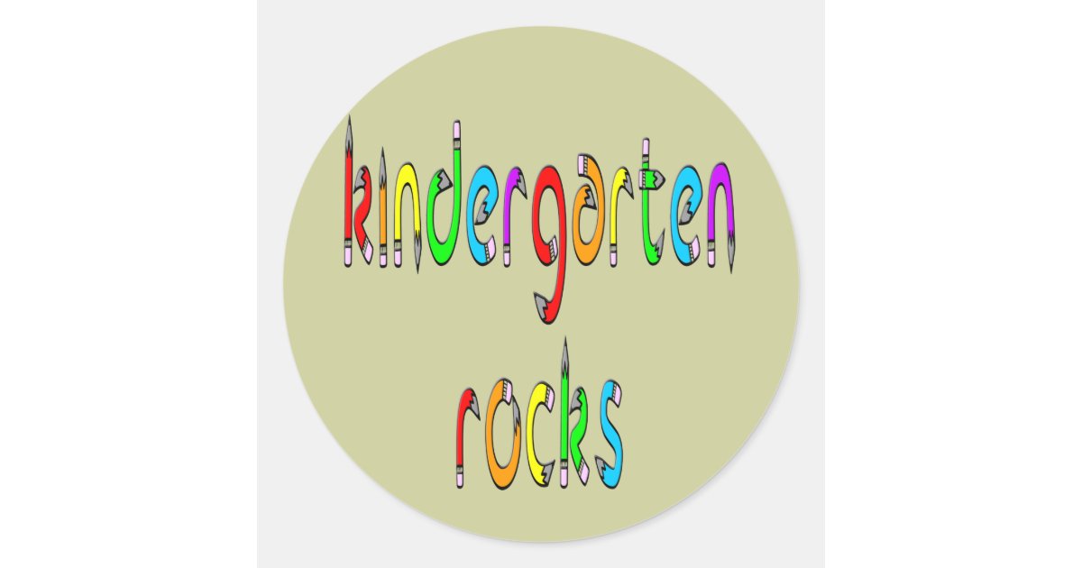 Kindergarten Rocks - Pencil Round Stickers | Zazzle