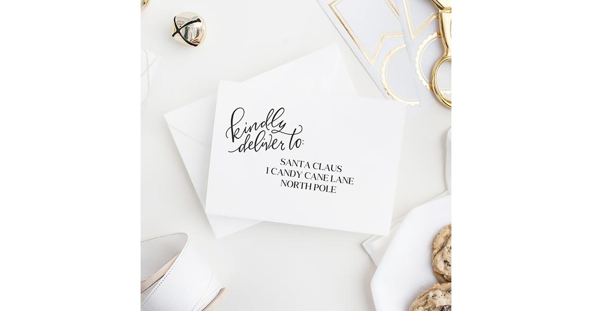 Kindly Deliver To - Hand Lettered Rubber Stamp | Zazzle
