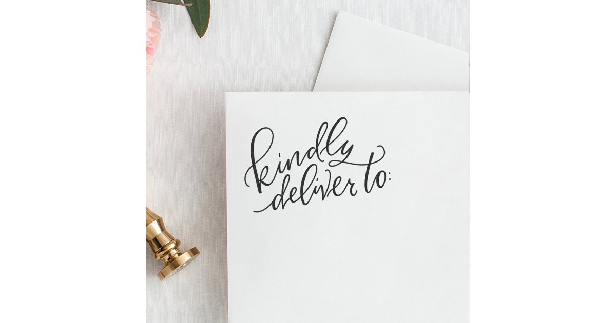 Kindly Deliver To Hand Lettered Self Inking Stamp | Zazzle