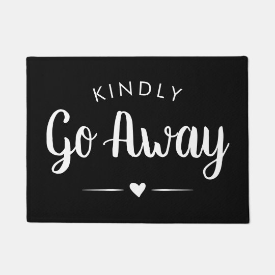 Kindly Go Away Calligraphy - Introvert Funny Doormat | Zazzle.com