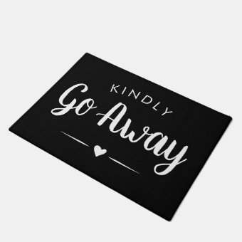 Kindly Go Away Calligraphy - Introvert Funny Doormat | Zazzle