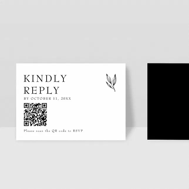 Kindly Reply Elegant Minimalist Wedding QR Code RSVP Card | Zazzle