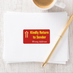 "Kindly Return to Sender", "Wrong Address" Label | Zazzle