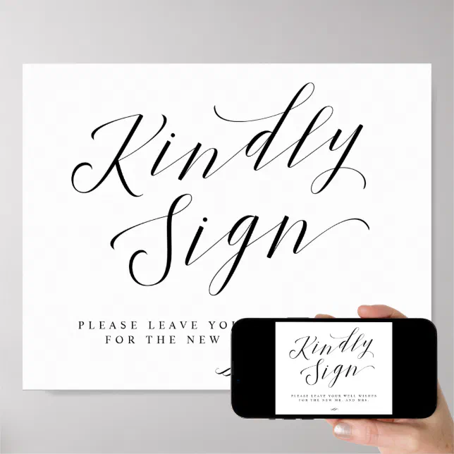 Kindly Sign Guestbook Well Wishes Elegant Wedding | Zazzle