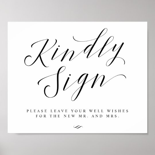 Kindly Sign Guestbook Well Wishes Elegant Wedding | Zazzle.com
