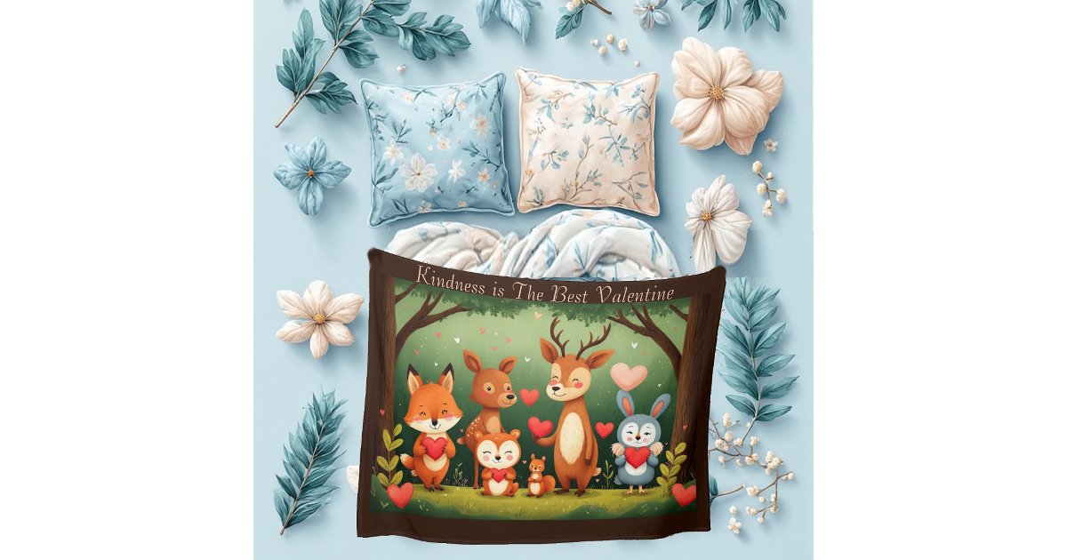 Kindness Best Valentine Woodland Animals Nursery Fleece Blanket | Zazzle