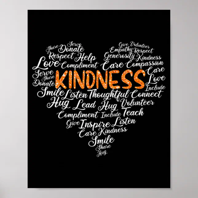 Kindness Heart World Kindness Day Be Kind Teacher Poster | Zazzle