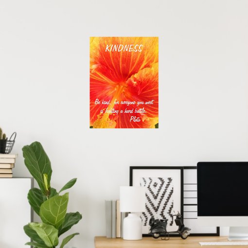 Kindness Inspirational Poster Quote Plato Hibiscus | Zazzle