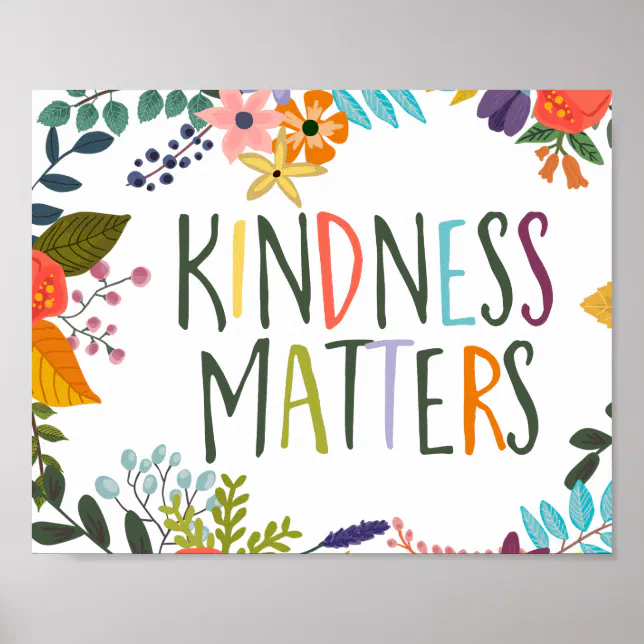 Kindness Matters, Kind quotes, Boho floral orange Poster | Zazzle