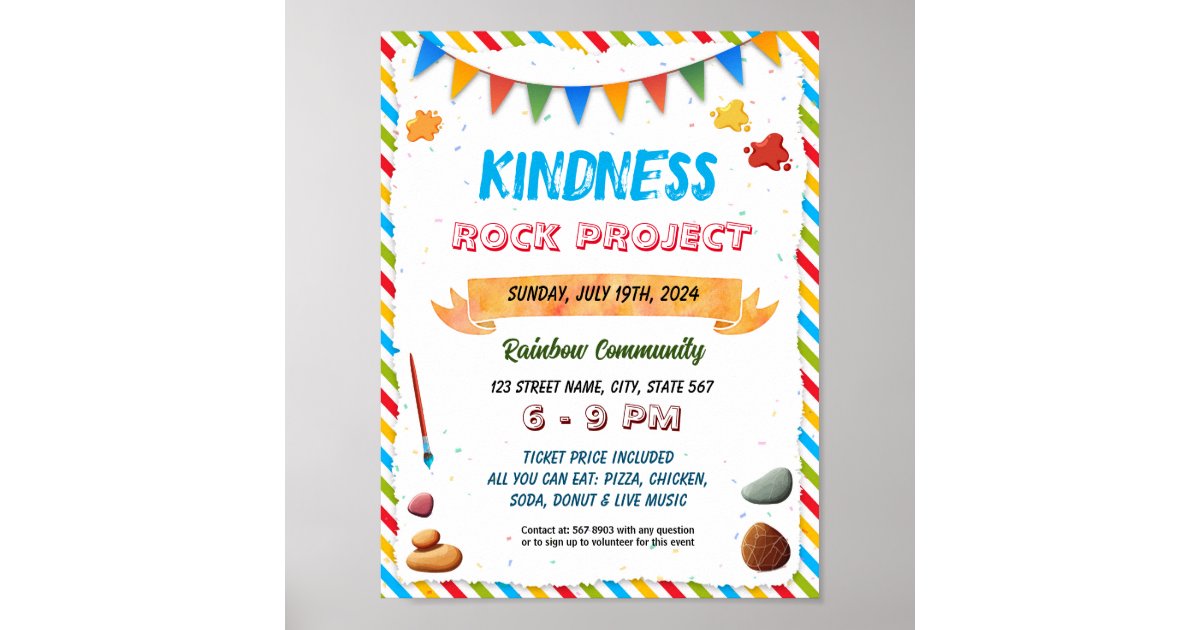 Kindness Rocks project event flyer poster | Zazzle