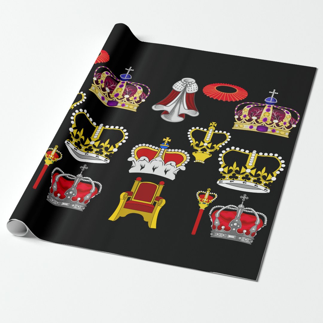 King and Queen Crowns Royal Fashion Art Wrapping Paper | Zazzle