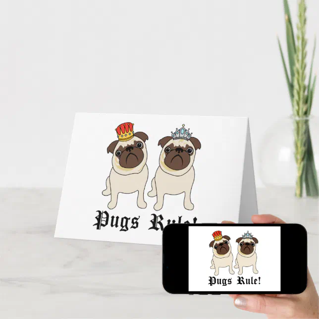 King and Queen Pug Cards (blank) | Zazzle