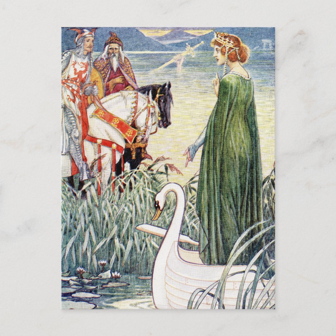 King Arthur and the Lady of the Lake Postcard | Zazzle