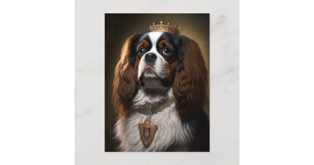 King Charles Cavalier Spaniel with Crown Postcard | Zazzle