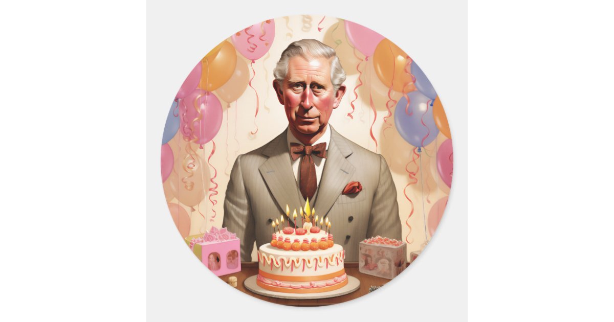 King Charles III Birthday Party Classic Round Sticker | Zazzle