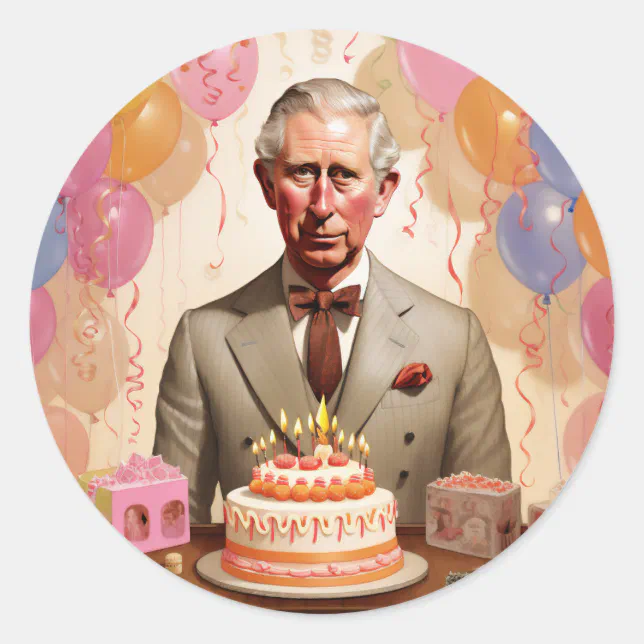 King Charles III Birthday Party Classic Round Sticker | Zazzle