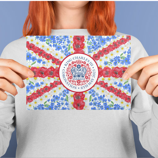 King Charles III Coronation Emblem Floral UK Flag Postcard | Zazzle King Charles III Coronation Emblem Floral UK Flag Postcard | Zazzle