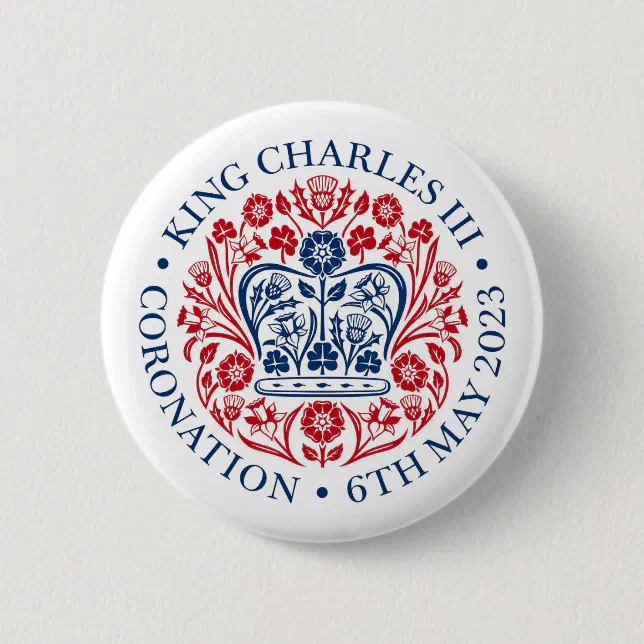 King Charles III Coronation Emblem Logo Badge Button | Zazzle
