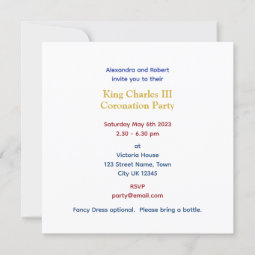 King Charles III Coronation Fun Personalized Invitation | Zazzle