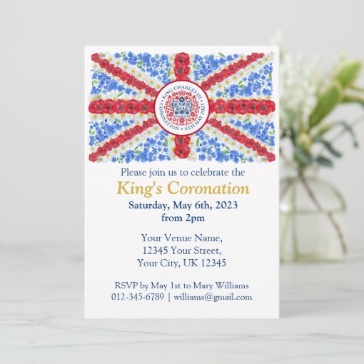 King Charles III Coronation UK Flag Personalized Invitation | Zazzle