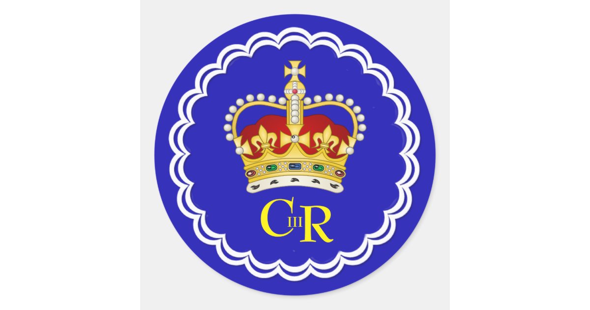King Charles III Monogram and Crown Classic Round Sticker | Zazzle