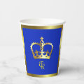 King Charles III Monogram and Crown Party Paper Cups | Zazzle