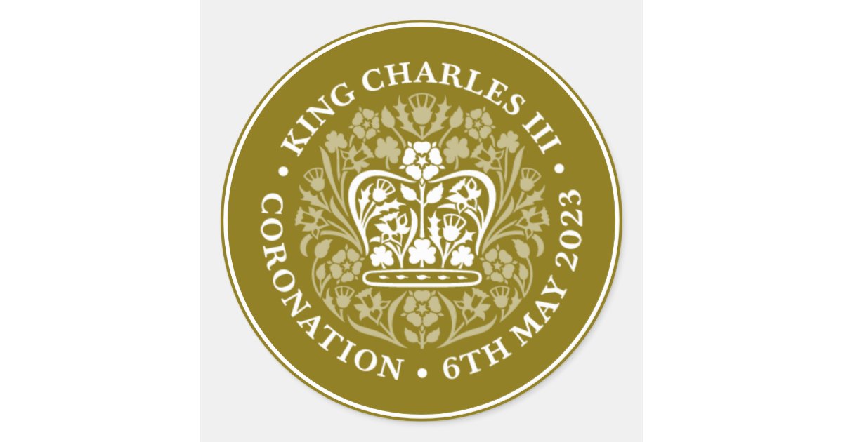 King Charles III Royal UK Coronation Emblem Logo Classic Round Sticker ...