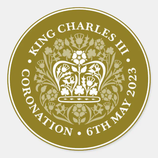 King Charles III Royal UK Coronation Emblem Logo Classic Round Sticker ...
