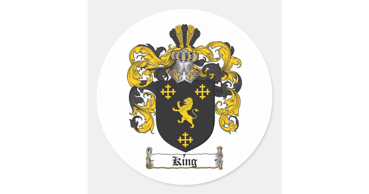 KING FAMILY CREST - KING COAT OF ARMS CLASSIC ROUND STICKER | Zazzle