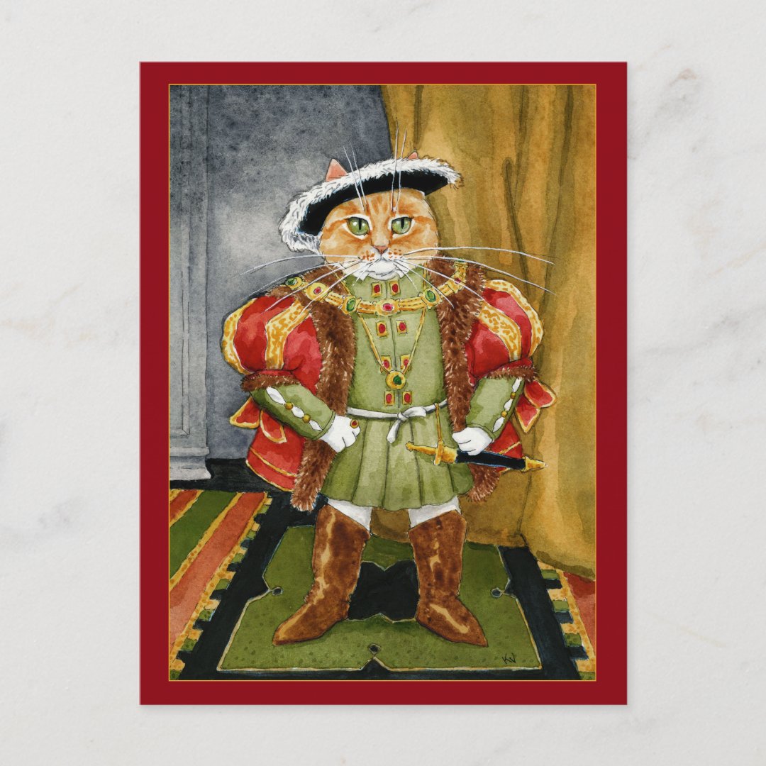 King Henry VIII royal cat post card | Zazzle