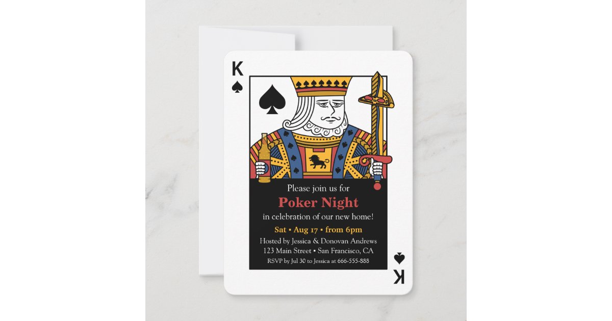 King of Spades Poker Night Housewarming Party Invitation | Zazzle