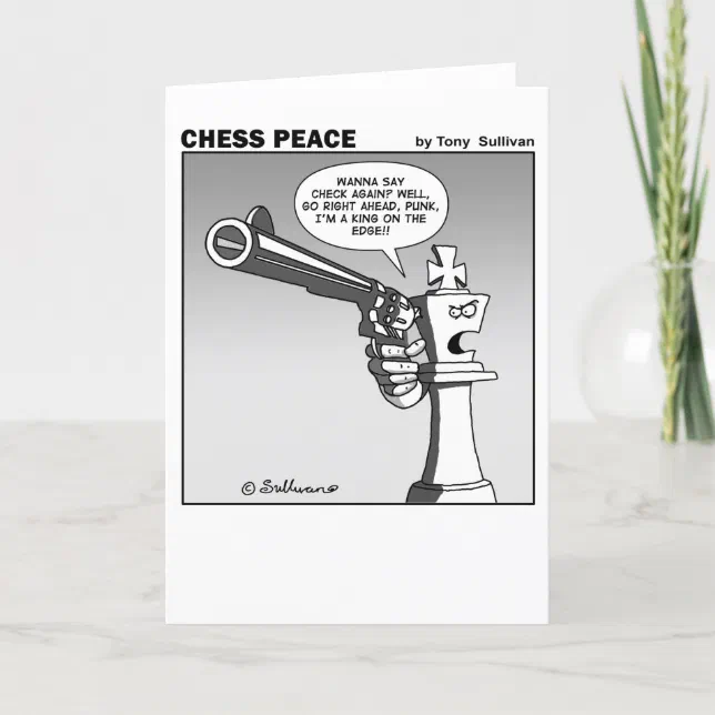 King of the edge Chess Peace cartoon Card | Zazzle