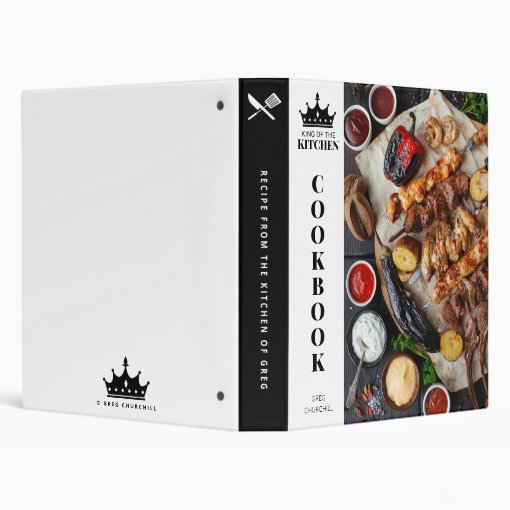 King of The Kitchen Cookbook Recipe Personalized 3 Ring Binder | Zazzle