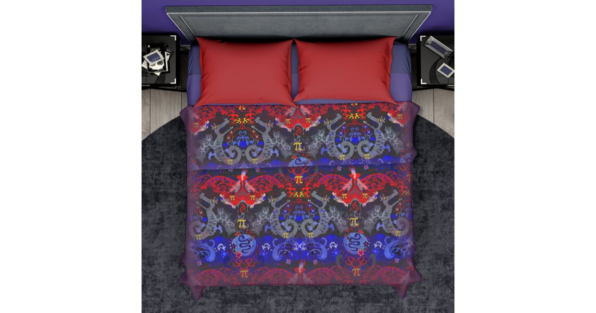 KING Polyamory Dragon Damask Pride Flag Colors Duvet Cover | Zazzle