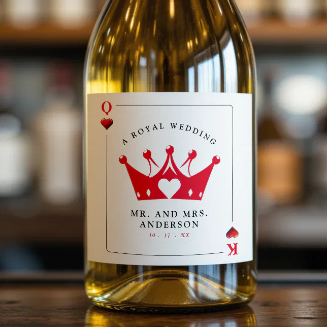 King & Queen of Hearts Casino Poker Card Sparkling Wine Label | Zazzle