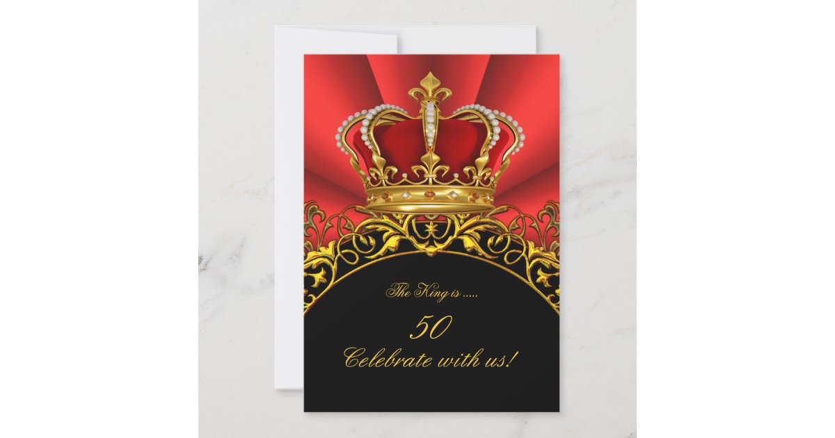 King Regal Red Queen Gold Royal Birthday Party 2 Invitation | Zazzle