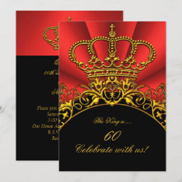 King Regal Red Queen Gold Royal Birthday Party Invitation | Zazzle