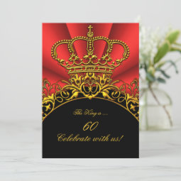 King Regal Red Queen Gold Royal Birthday Party Invitation | Zazzle